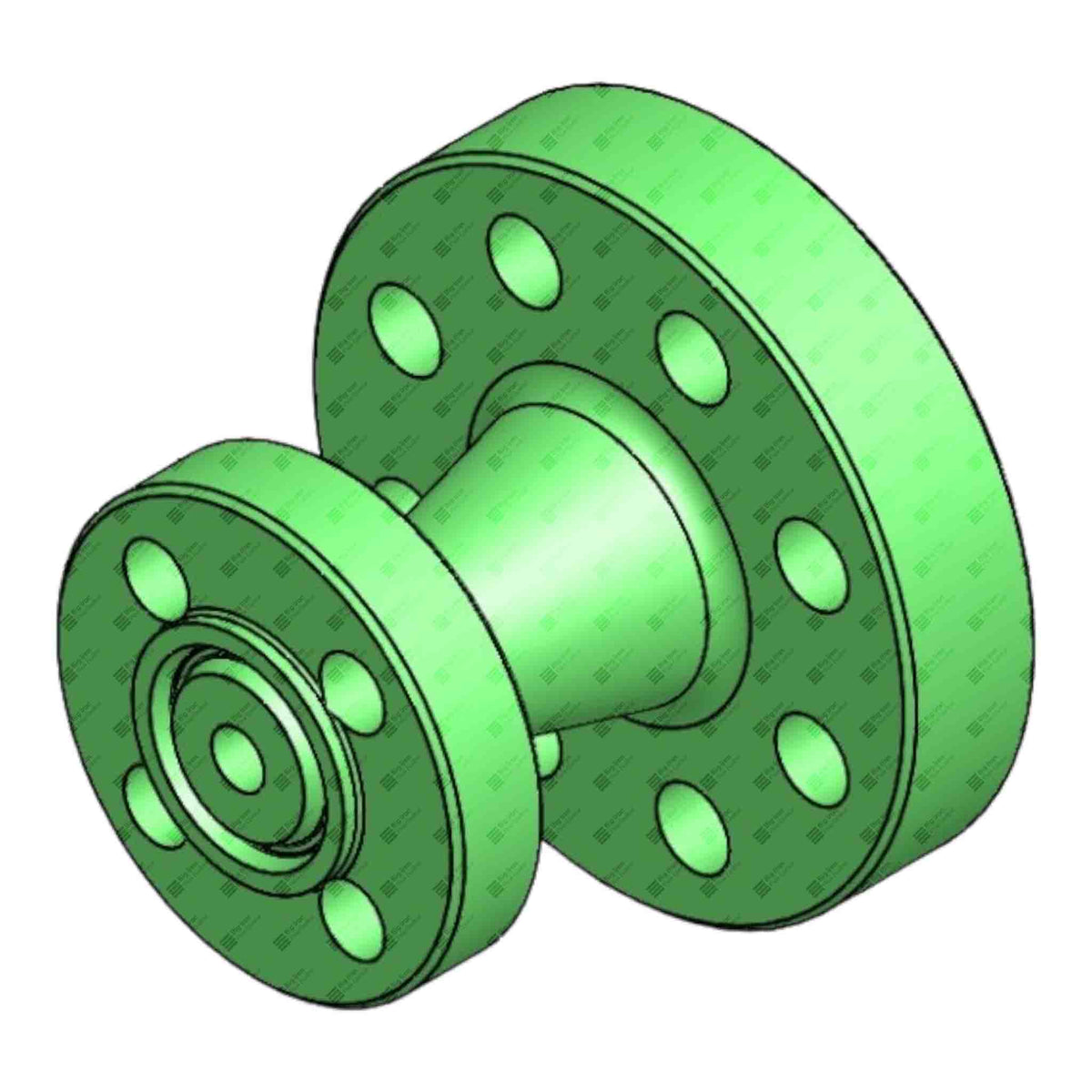 Double Flange Adapter, 2" 2500# RTJ x 1" 2500 RTJ, 6170 psi, Sour Serv ...