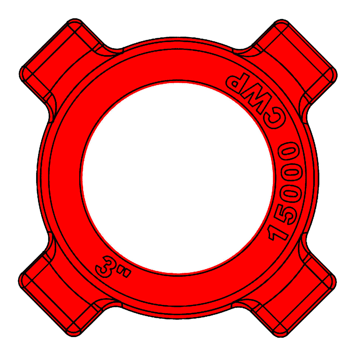 Wing Nut, 3" 1502, 4 Lug, 15000 psi, STD Service – Big Iron Flow Control